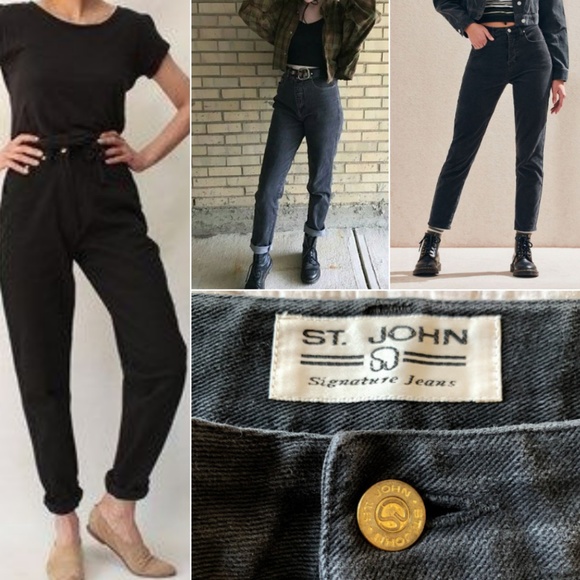 St. John | Jeans | Vintage St John Signature Jean Black Mom Jeans ...